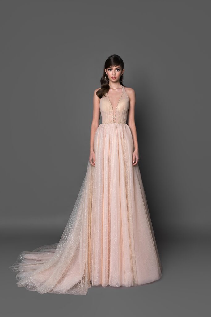 Floor length evening dress «19216» with open back | WONA