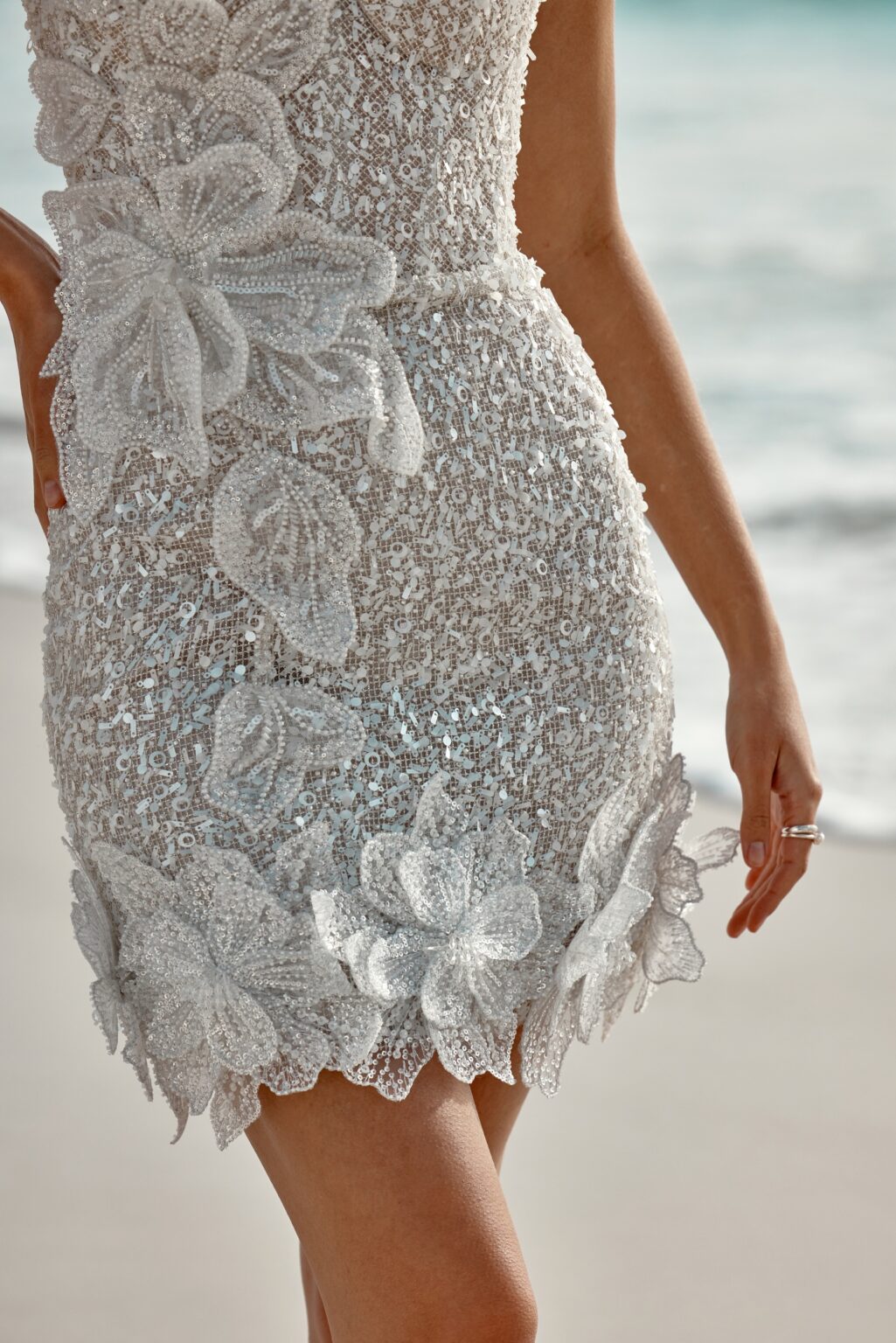 Low back wedding dress «Sherrie» with flowers | WONA